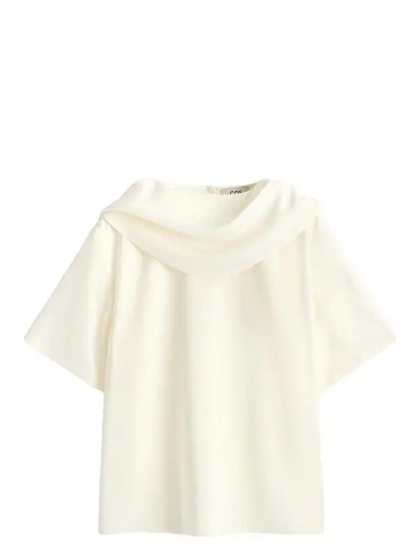 Cos Draped Scarf-detail Top - White
