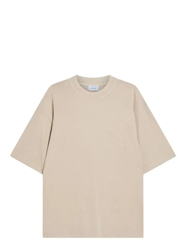 Off-White Printed Cottonjersey Tshirt - Beige