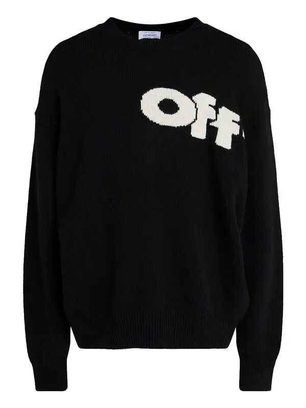 Off-White Intarsia Wool-blend Sweater - Black