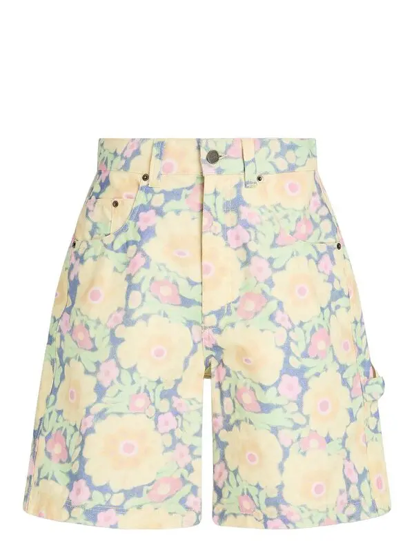 Jacquemus Le Panni Floral-print Cotton Shorts - Pastel Yellow