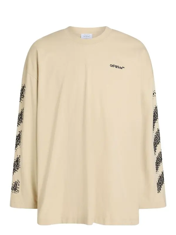 Off-White Embroidered Cottonjersey Tshirt - Beige