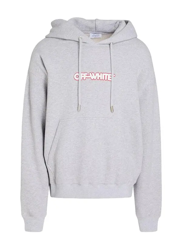 Off-White Printed French Cotton-terry Hoodie - Light Gray