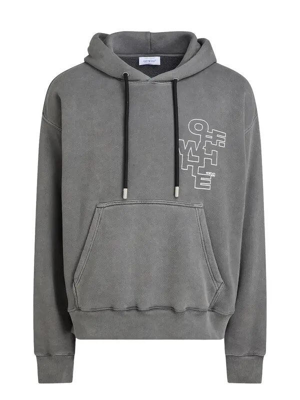 Off-White Logo-print Cotton-terry Hoodie - Anthracite
