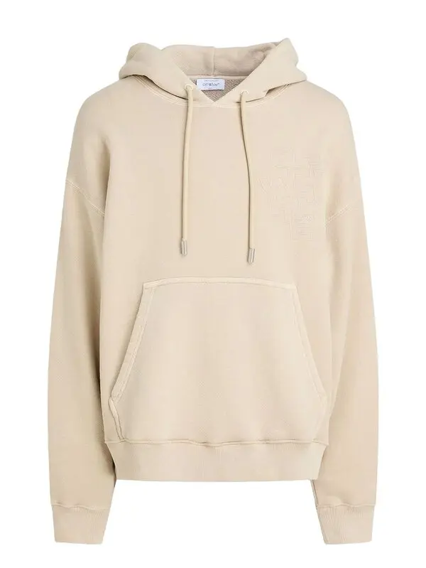 Off-White Logo-print Cotton-terry Hoodie - Beige