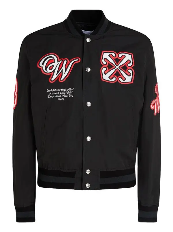 Off-White Embroidered Shell Bomber Jacket - Black