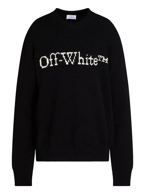 Off-White Intarsia Wool-blend Sweater - Black