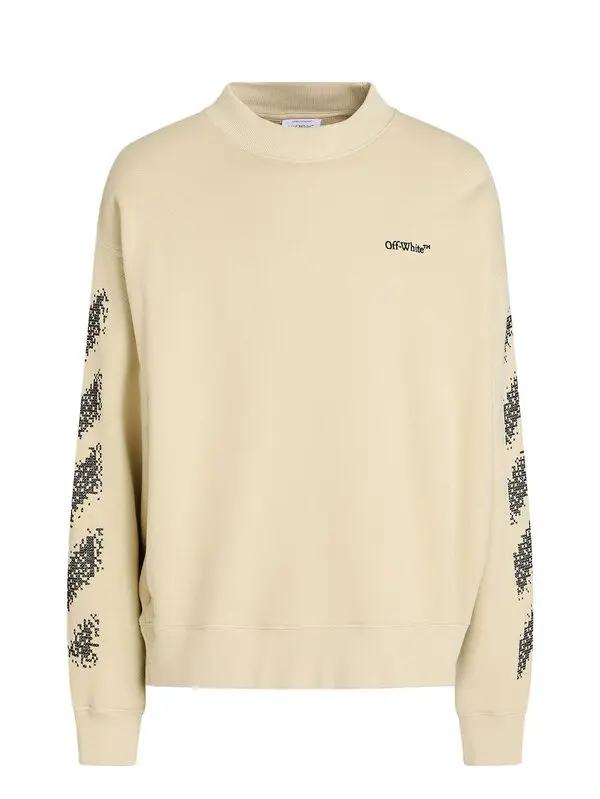 Off-White Printed French Cotton-terry Sweatshirt - Beige