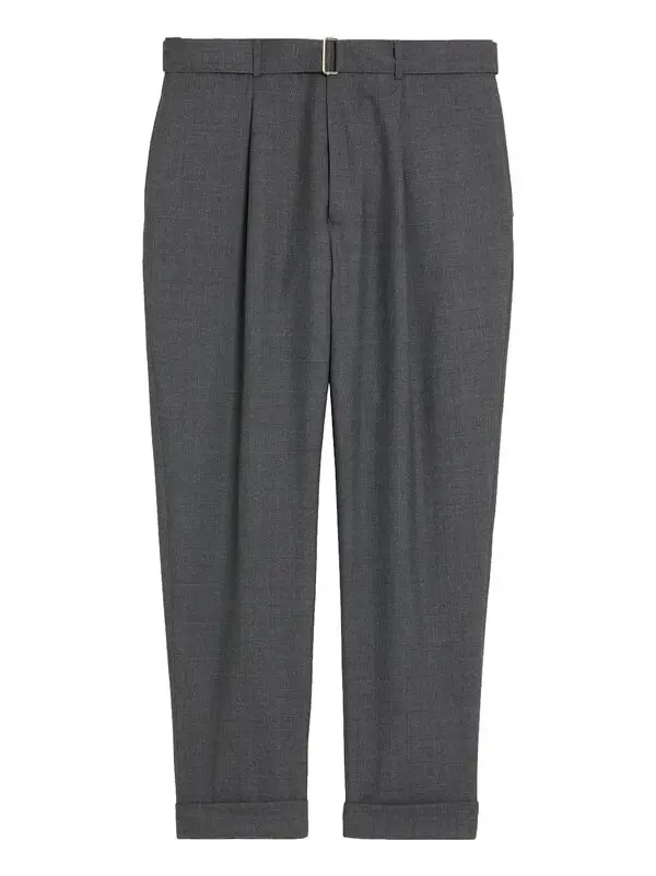 Officine Générale Tapered Pleated Wool Pants - Anthracite