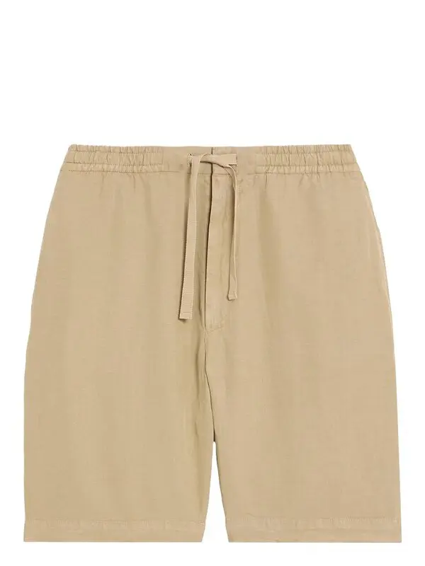 Officine Générale Lyocell, Linen, And Cotton Drawstring Shorts - Sand
