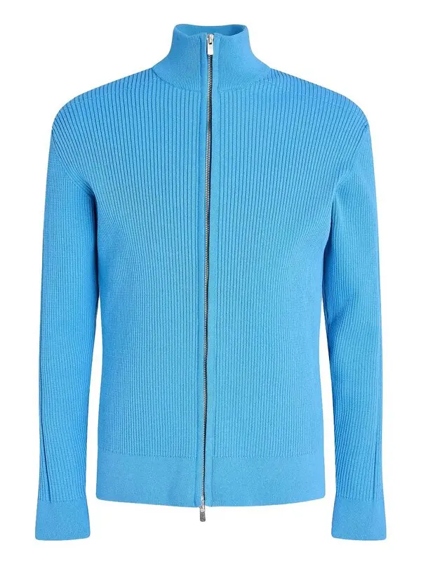 Jacquemus Frescu Ribbed Cotton-blend Cardigan - Azure
