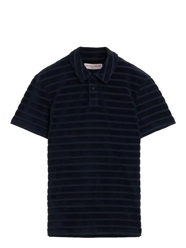 Orlebar Brown Doran Striped Cottonterry Polo Shirt - Navy