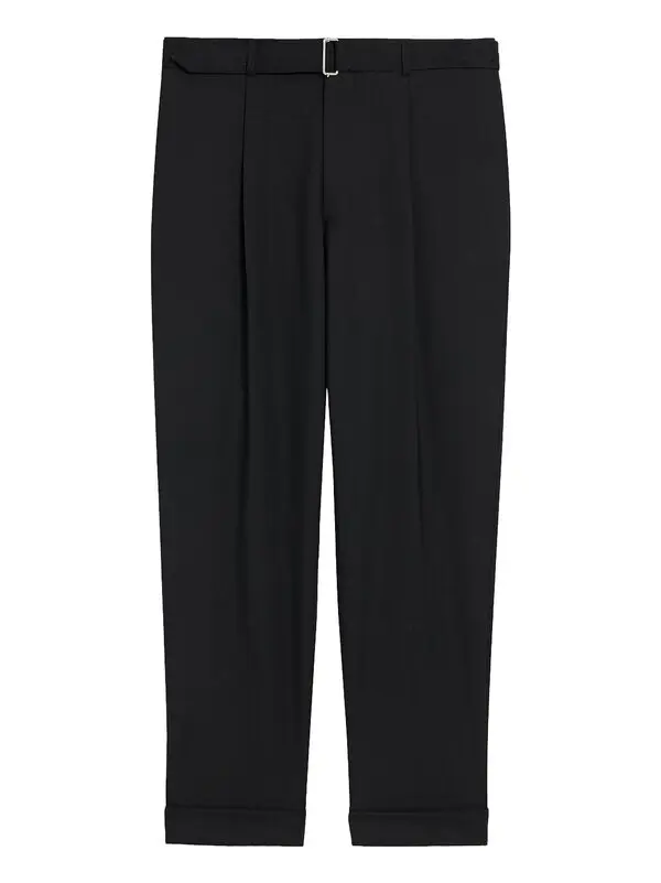 Officine Générale Tapered Grain De Poudre Wool Trousers - Black