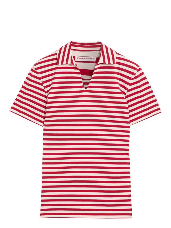 Orlebar Brown Mayer Striped Cottonjersey Polo Shirt - Red