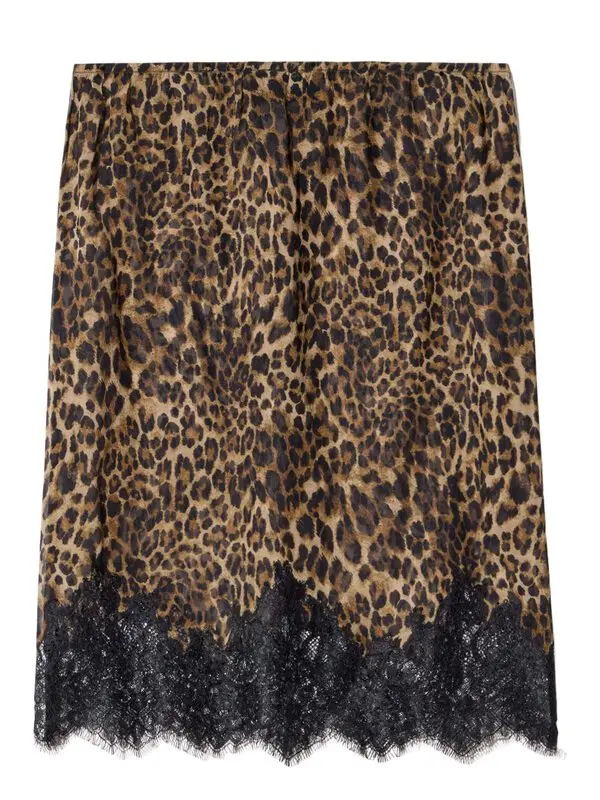 NILI LOTAN Thea Lace Silk Skirt - Leopard Print