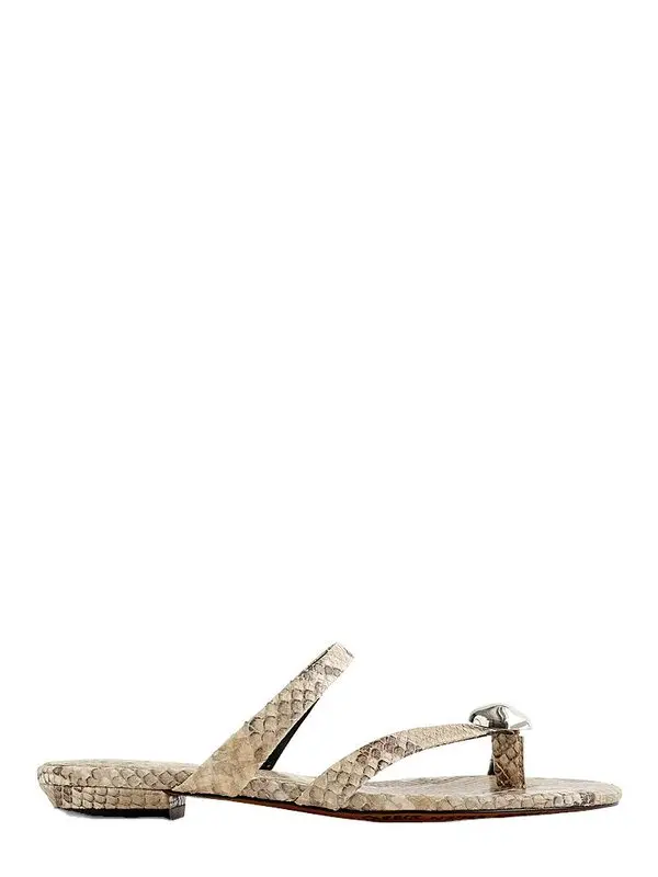 Madewell Mila Embossed Leather Slide Sandals - Vintage Khaki Multi