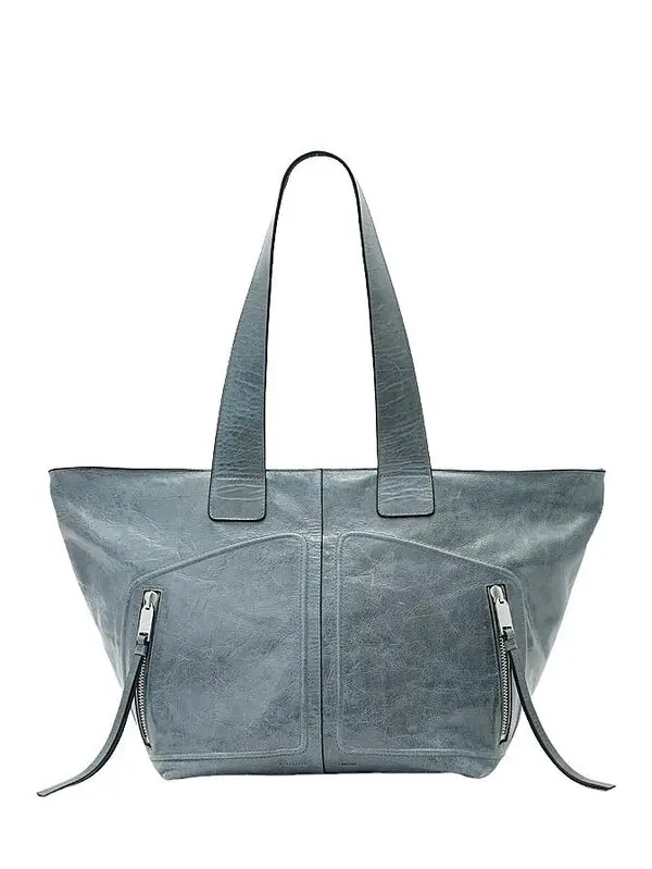 ALLSAINTS Jean Rey Large Leather Tote Bag - Cement Blue