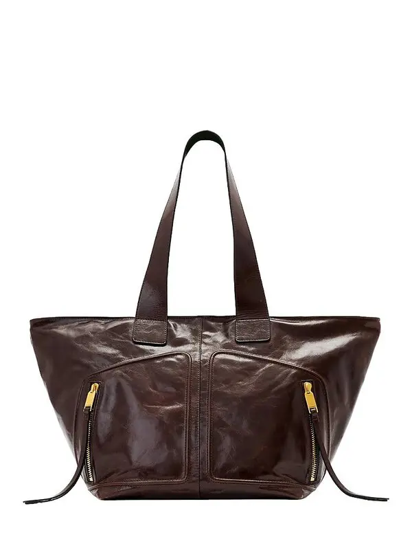 ALLSAINTS Jean Rey Large Leather Tote Bag - Cognac Brown
