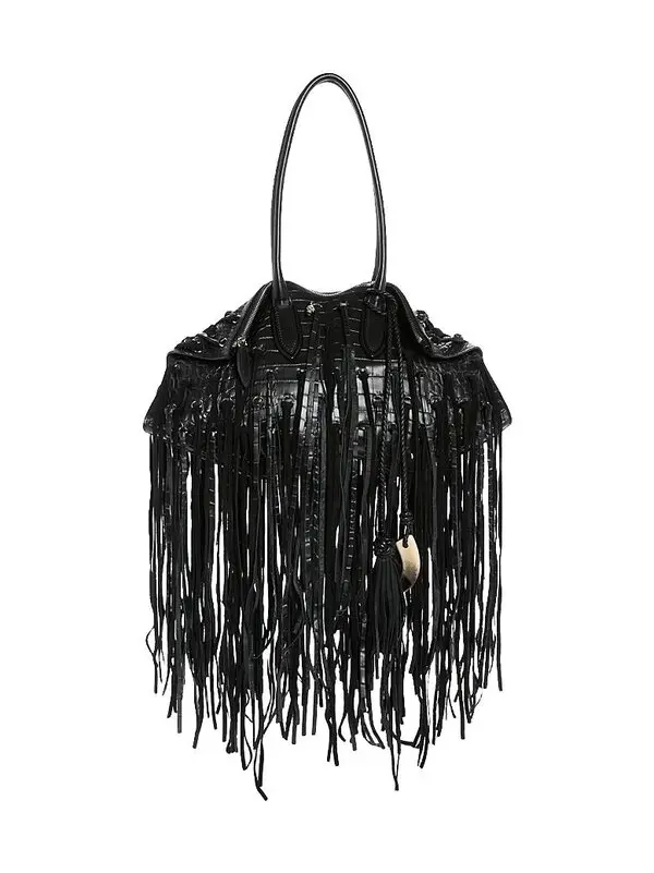 Alexander McQueen Manta Fringe Top Handle Bag - Black