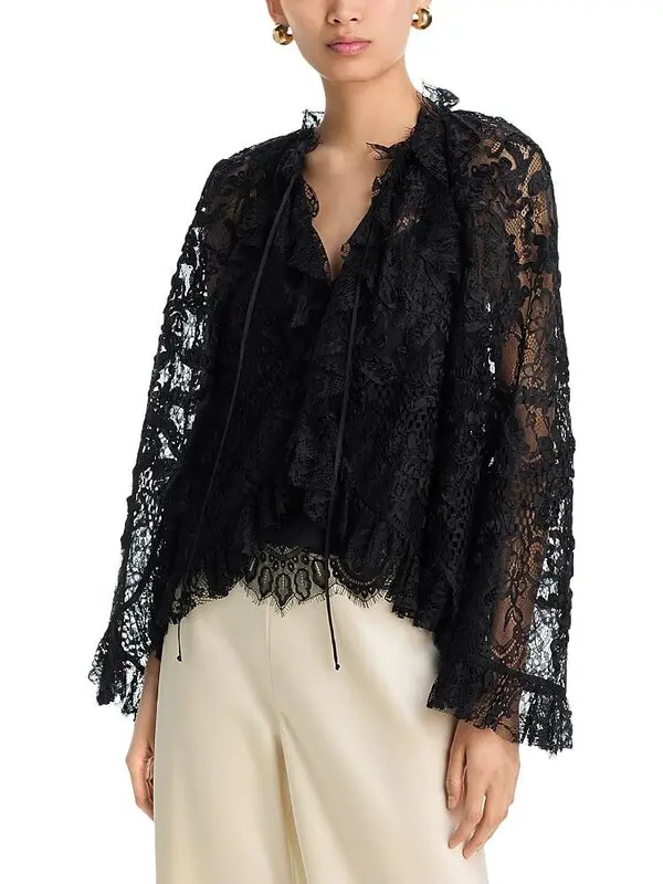 Kobi Halperin Embellished Lace Blouse - Black