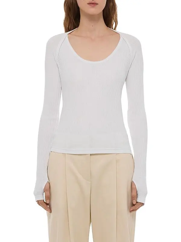 Helmut Lang Ribbed Shrug Top - Optic White