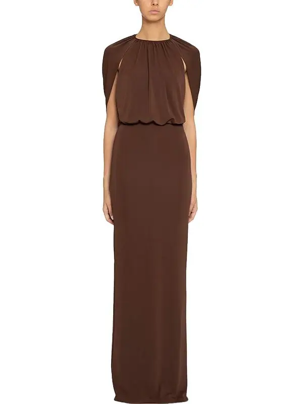 DES_PHEMMES Long Cape Dress - Chocolate