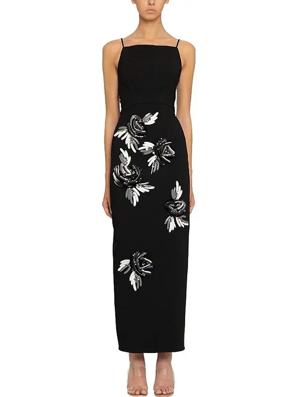 DES_PHEMMES Boat Neck Maxi Dress - Black