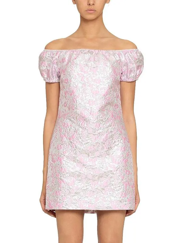 DES_PHEMMES Off-the-shoulder Mini Dress - Silver/can