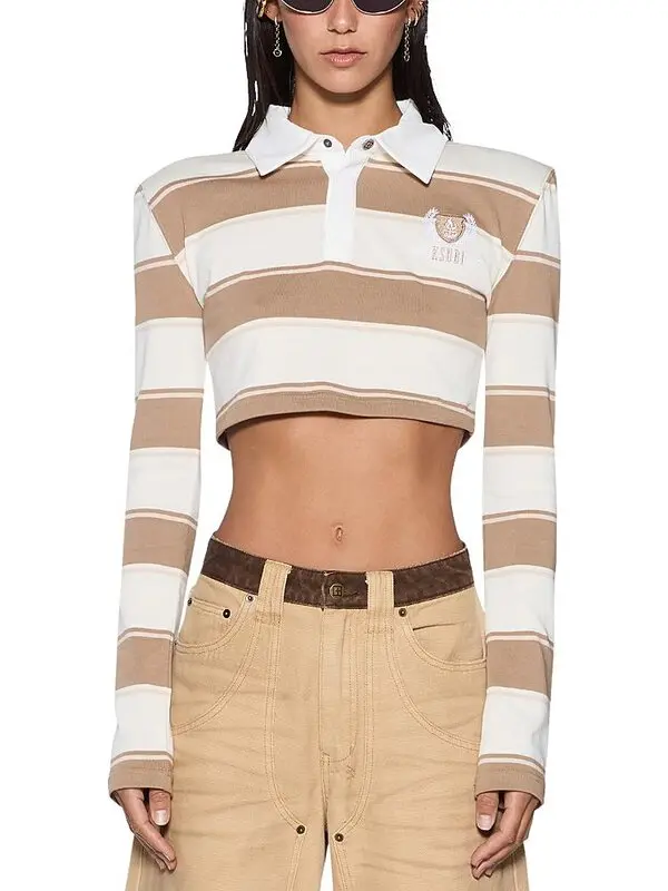 Ksubi Academy Long Sleeve Polo Top - Bone