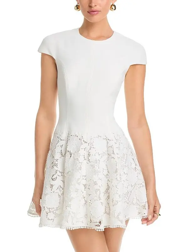 SELF-PORTRAIT Crepe Lace Mini Dress - White