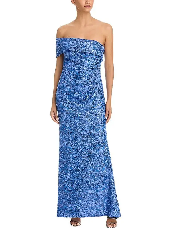 Eliza J One-shoulder Maxi Dress With Side Tucks - Lake
