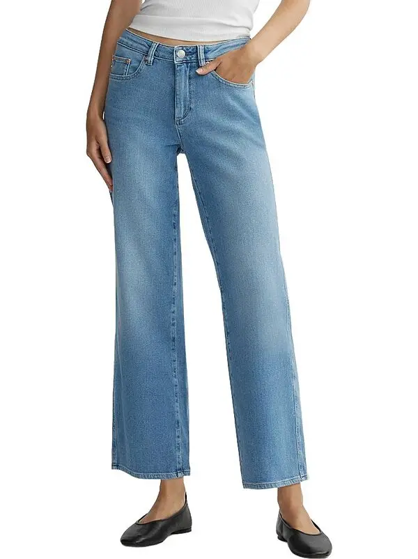 DL1961 Pippa Refined Mid Rise Wide Leg Jeans - Riverbank