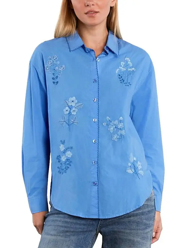 BILLY T Floral Embroidered Shirt - Provence Blue