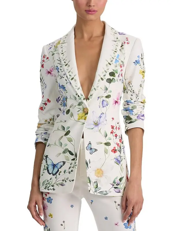 Alice + Olivia Breann Long Fitted Blazer - Twisted Vines Combo