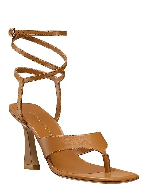 STUART WEITZMAN Vinnie Wrap Thing 85 Leather High Heel Sandals - Boho Tan