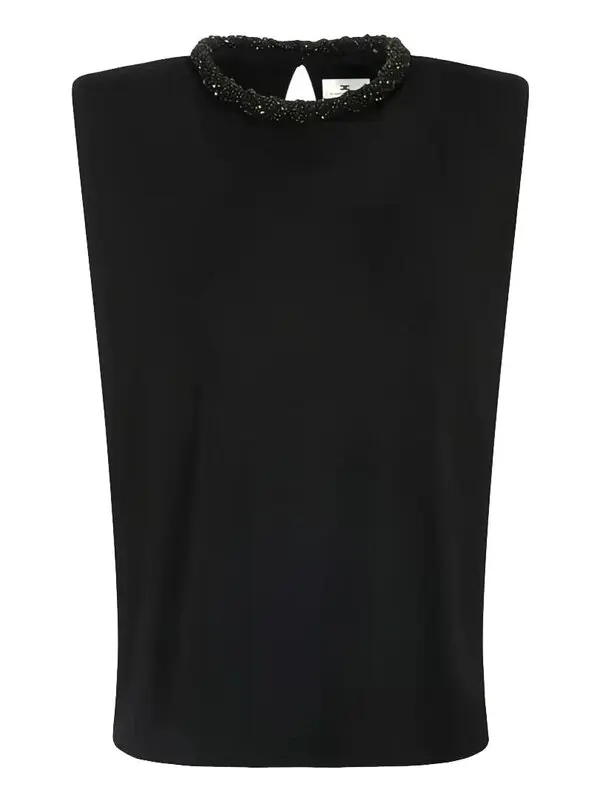 Elisabetta Franchi Sleeveless Top With Jewel Embellishment - Black