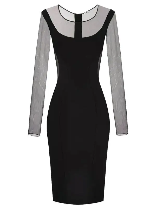 Elisabetta Franchi Cut-out Sheer Midi Dress - Black