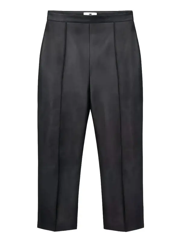 Elisabetta Franchi Slim Fit Leather Trousers With Side Slits - Black