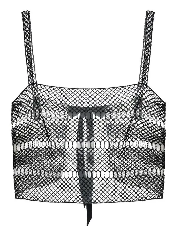 Elisabetta Franchi Open-work Band Top - Black