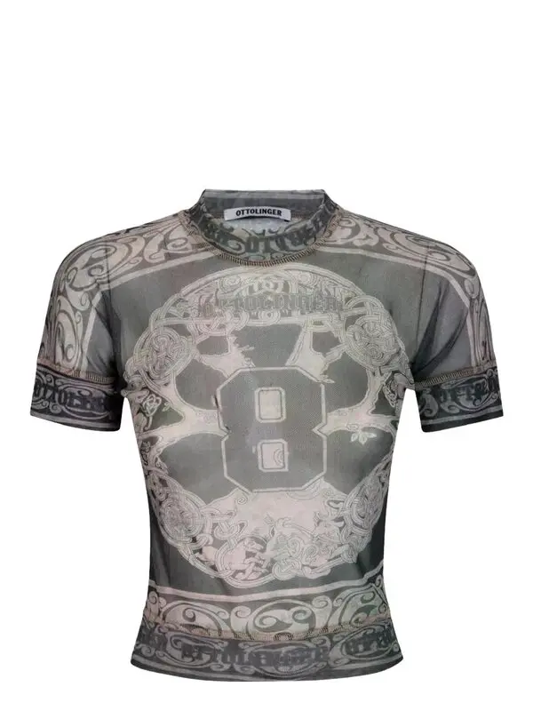 Ottolinger Graphic-print Mesh T-shirt - Grey