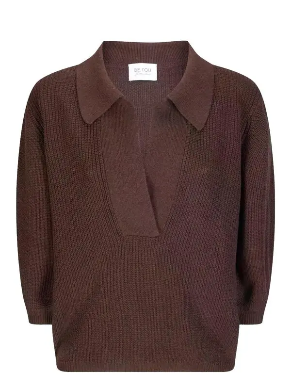 BE YOU Collared Sweater - Brown