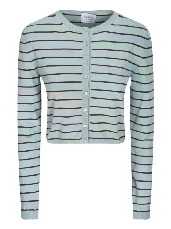 BE YOU Striped Cardigan - Blue