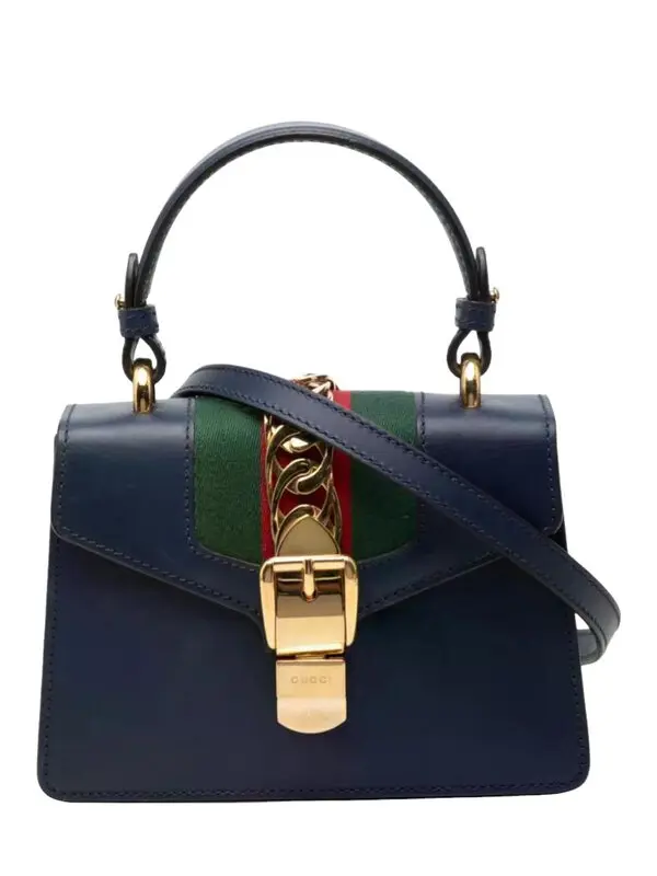Gucci Mini Leather Sylvie Satchel - Blue