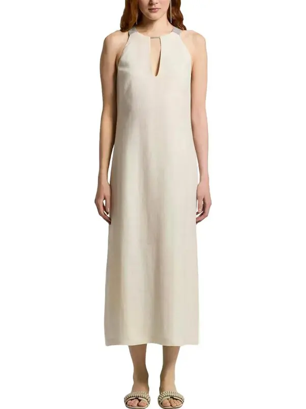 Peserico Halterneck Keyhole Midi Dress - Neutrals