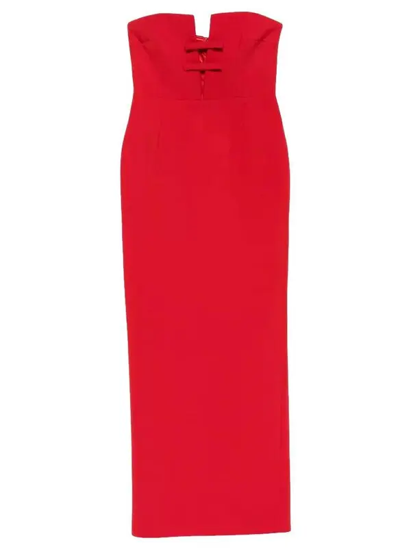 THE NEW ARRIVALS ILKYAZ OZEL Strapless Maxi Dress With Bow Detail - Red