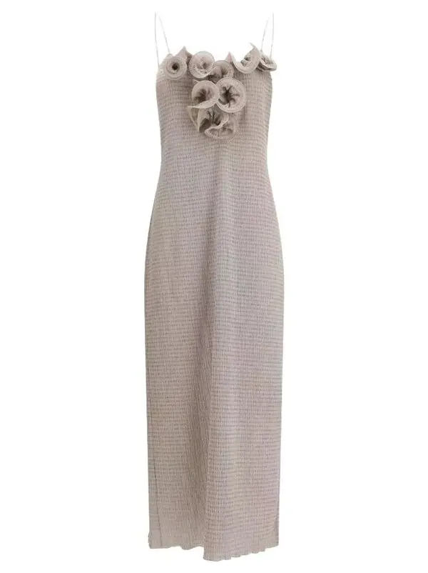 Magda Butrym Floral-appliqué Slip Dress - Neutrals