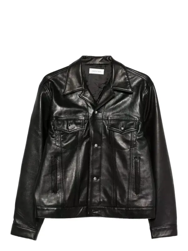ERNEST W. BAKER Multiple-pockets Leather Jacket - Black