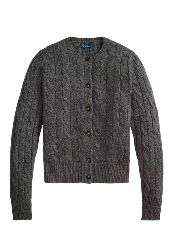 Polo Ralph Lauren Cable-knit Crewneck Cardigan - Grey