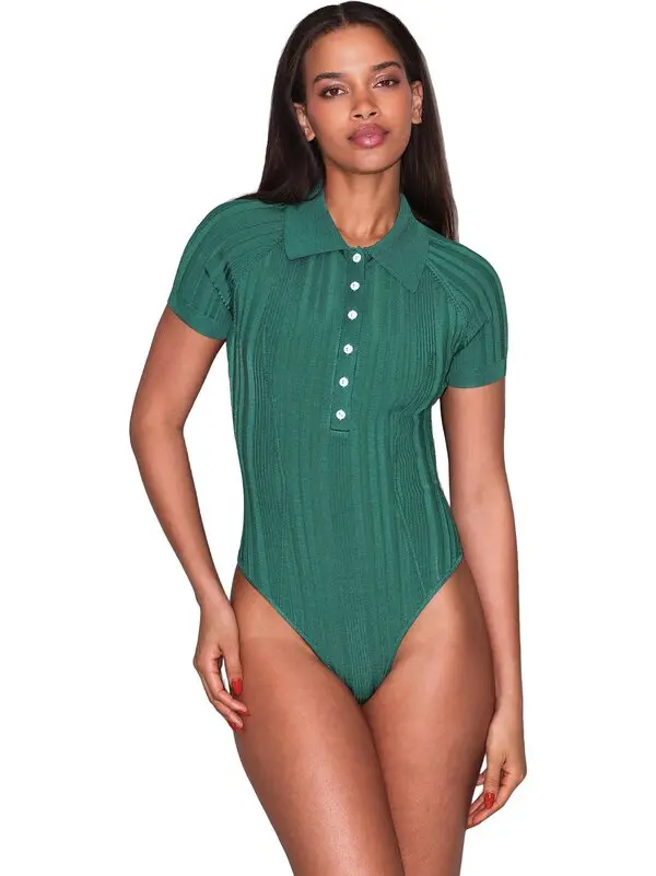 FLEUR DU MAL Rib Polo Bodysuit - Lucky