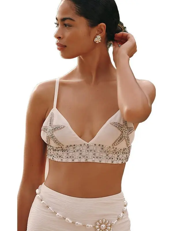 CELANDINE Beaded Starfish Top - White Dahlia