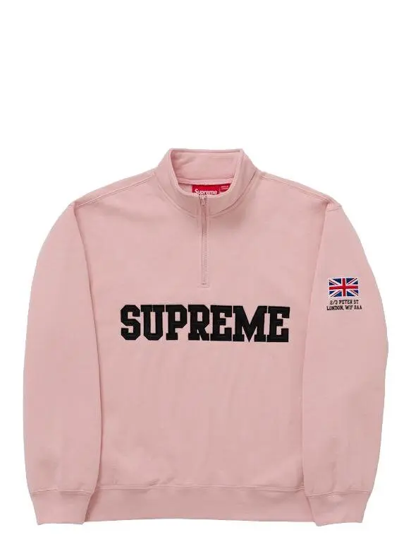 Supreme London Shop Flag Half Zip Pullover Light Pink - Peach